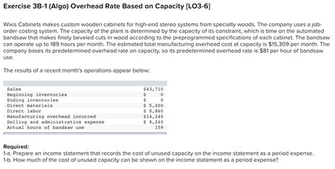 solved exercise 3b 1 algo overhead rate based on capacity