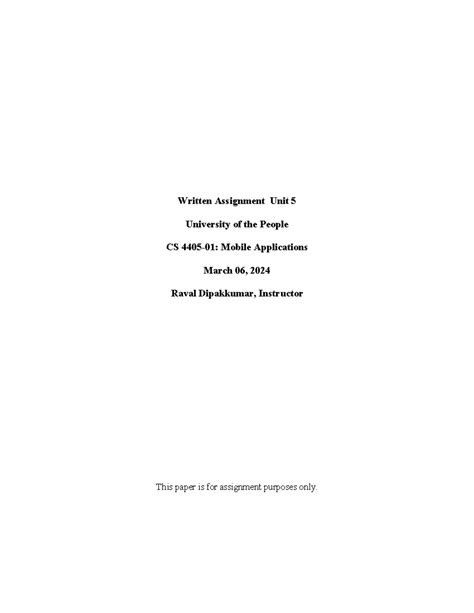Cs 4405 Written Assignment Unit 5 Written Assignment Unit 5