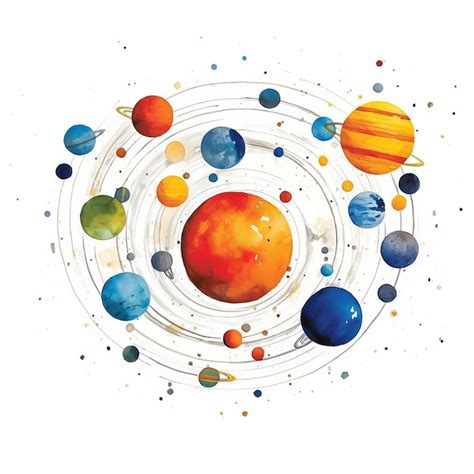 Fondo De Los Planetas De Acuarela Foto Premium
