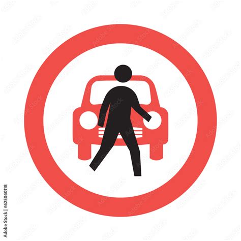 Pedestrian Priority Zone Flat Pedestrian Zone Vector Icon Illustration