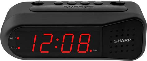 Sharp Digital Alarm Clock Black Case With Red Leds Ascending Alarm