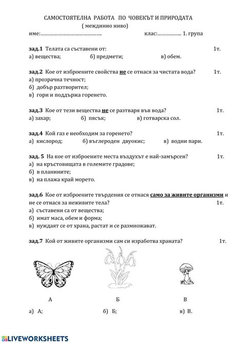 Human And Nature Intermediate Level Worksheet