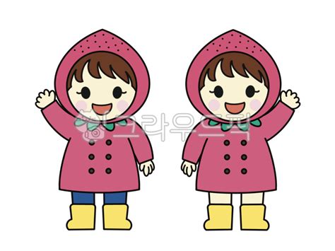 비옷입은어린이 우비입은어린이 비옷일러스트 우비일러스트 비오는날 사진이미지일러스트캘리그라피 Enah작가