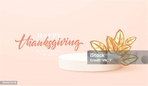 단풍황금잎이 있는 상품 광고의 현장 제품 포디움 모던 3d 사실적인 디자인 가을 판매 배경 벡터 일러스트레이션 0명에 대한 스톡 벡터 아트 및 기타 이미지 Istock