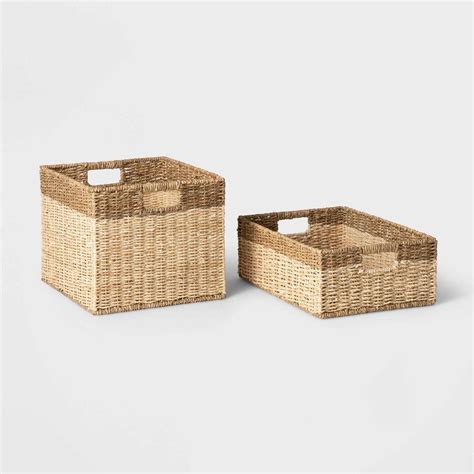 Threshold Palm Leaf And Seagrass Folio Bin White Home Office Supplies Online Store