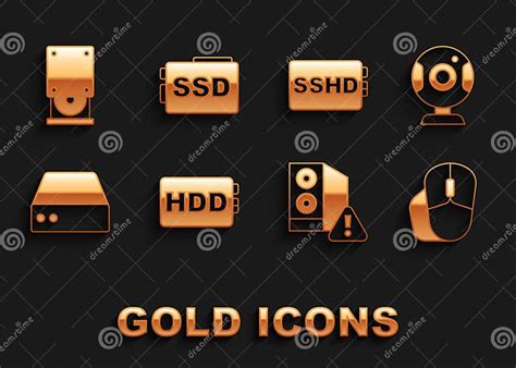 Set Hard Disk Drive Hdd Web Camera Computer Mouse Case Of Computer Server Data Hosting