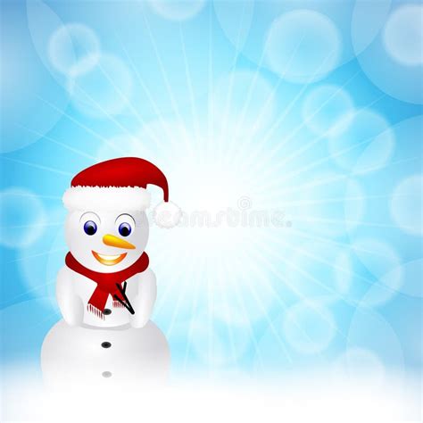 Boneco De Neve Na Neve Ilustra O Stock Ilustra O De Azul