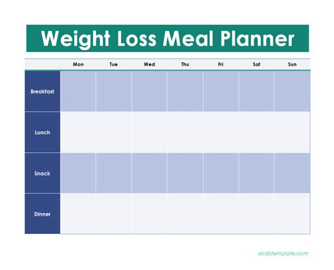 Printable Weight Loss Meal Planner Template