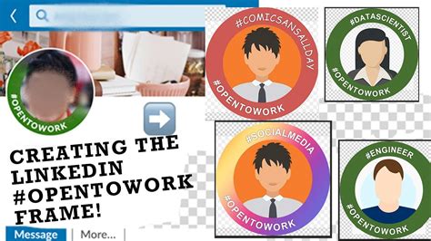 how to create and customize the linkedin opentowork frame w photoshop