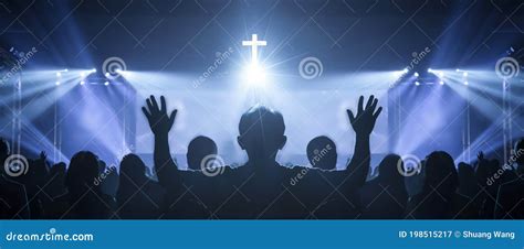 Church Worship Concept Christian Worship With Raised Hand At The At