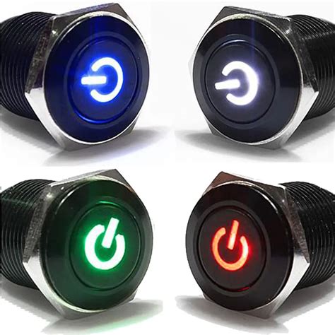EE Support Pcs Mm V Black Metal Push Button Switch Latching ON OFF LED Light Switch Mix