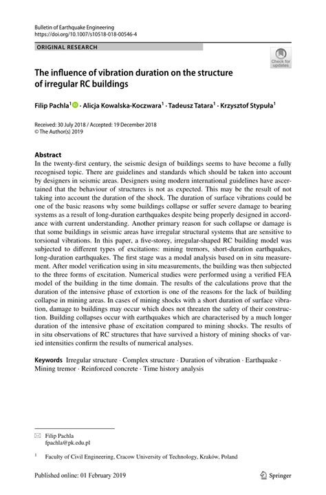 Pdf The Influence Of Vibration Duration On The Structure Of Irregular Rc Buildings