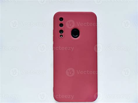 A Smartphone In A Red Case On The Back Side Phone Camera 27019898