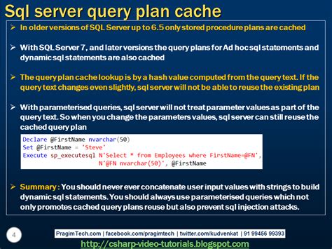 Sql Server Net And C Video Tutorial Sql Server Query Plan Cache