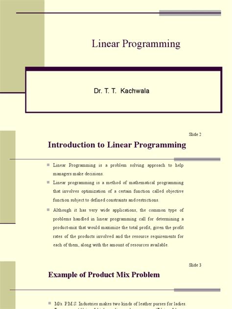 Lp Formuln And Optim Soln Pdf Mathematical Optimization Linear Programming
