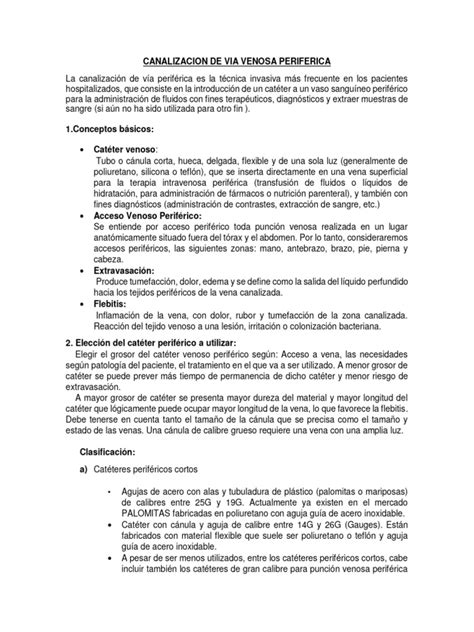 Canalizacion De Via Venosa Perifericapdf Descargar Gratis Pdf