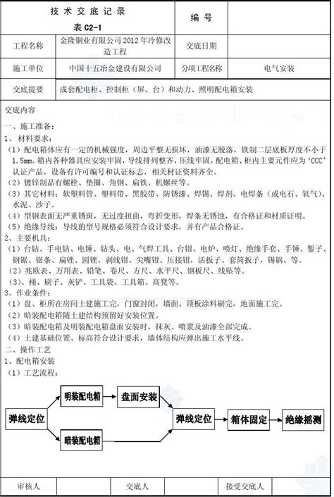 电气安装技术交底记录word文档在线阅读与下载无忧文档