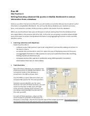 Prac SQL Practice Pdf Prac SQL Practice II Writing Executing Advanced SQL Queries