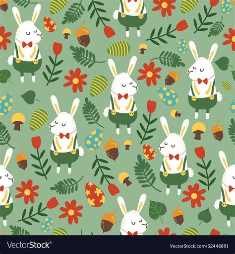 Seamless Pattern For Easter Theme With Cute Vector Image