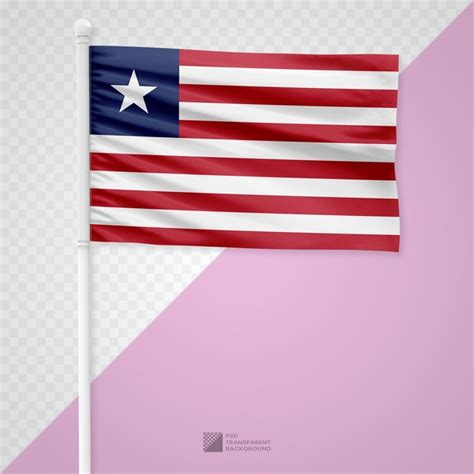 Premium Psd Waving The Liberia Flag On A White Metal Pole Isolated On