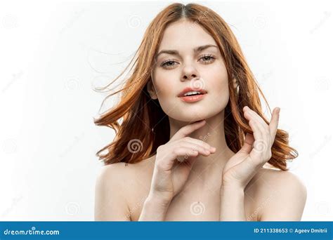 Portrait Woman Naked Shoulders Femininity Cosmetics Stock Image Image