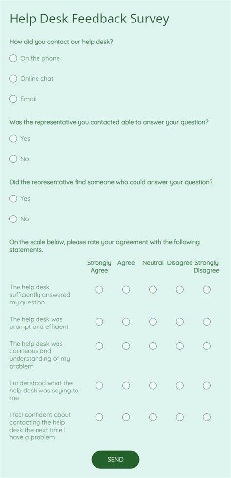 Help Desk Feedback Survey Template 123formbuilder