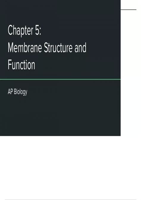 Chapter Membrane Structure And Function Chapter Membrane