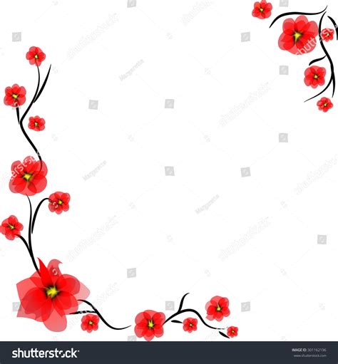 Poppies Frame Isolated On White Stock Vector Royalty Free 301162196