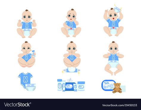 Baby Diaper Changing Sequence Royalty Free Vector Image