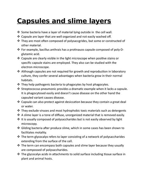 Capsules And Slime Layers Capsule Are Layer That Are Well Organized And Not Easily Washed Off