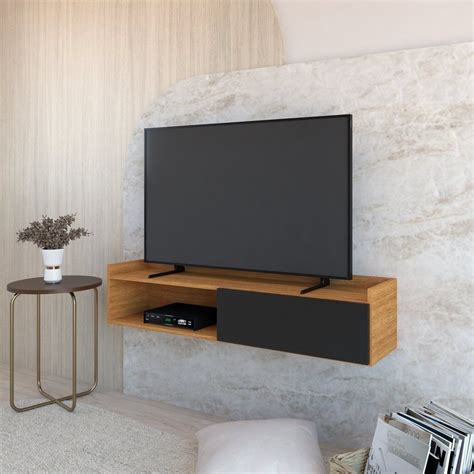 Rack Para Tv Suspenso Até 50 Polegadas Com 1 Porta E 1 Nicho Atena Madeiramadeira
