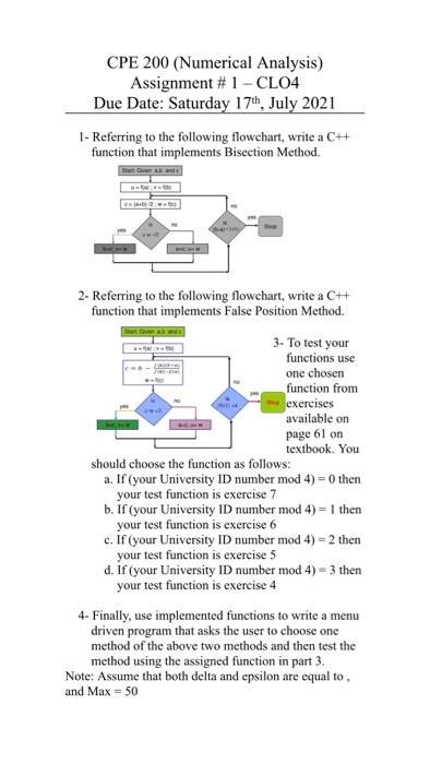 solved cpe 200 numerical analysis assignment 1 clo4 due