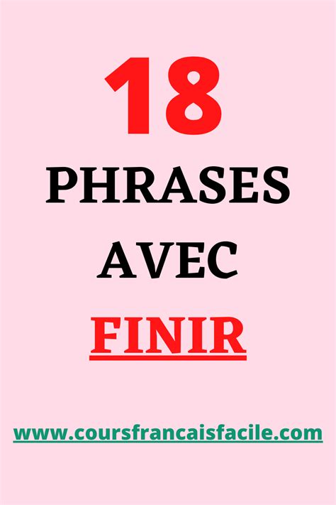 18 Phrases Avec Le Verbe Finir Au Passé Composé Phrase Passé Composé