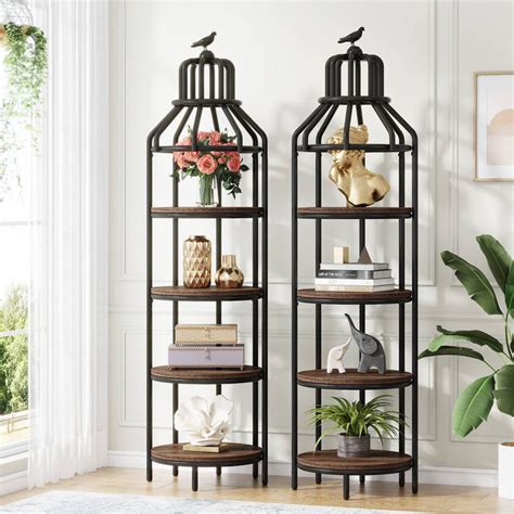 Tribesigns Bookshelf 4 Tier Etagere Bookcase With Bird Cage Design