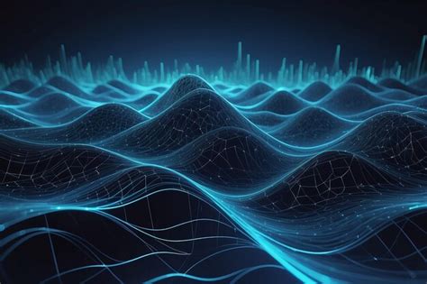 Digital Waves On An Abstract Blue Tech Background With A Dynamic
