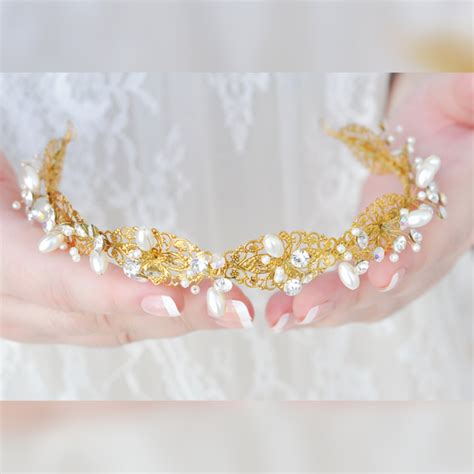 Acessórios Para Noiva Tiara De Noiva Dourada Elo7