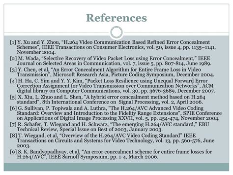 ppt error concealment techniques in h 264 video transmission over