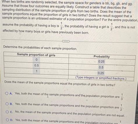 Answered When Two Births Are Randomly Selected The Sample Space For