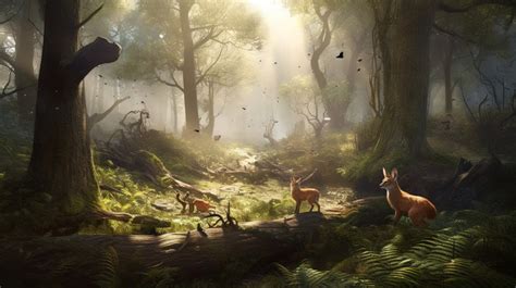 Forest Walk Wallpaper Of The With Animals Walking In It Backgrounds