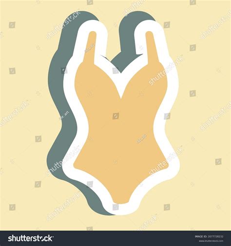 Sticker Swimsuit 1simple Illustrationeditable Strokedesign Template