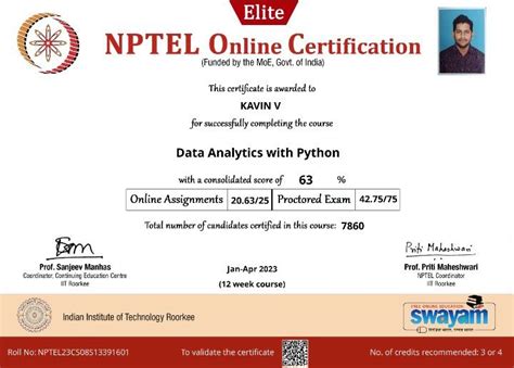Python Dataanalytics Share Nptel Kavin V
