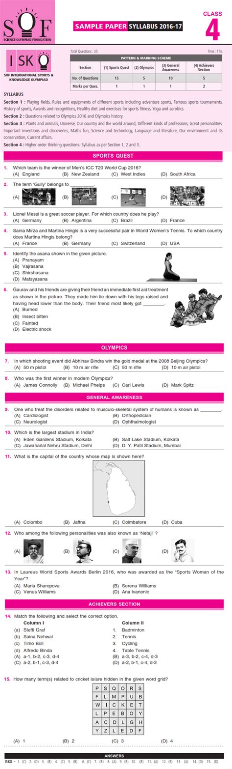 Science Olympiad Previous Year Question Papers For Class 3 Free Math