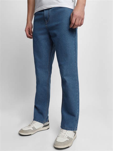 Mens Straight Fit Washed Indigo Stretchable Jeans Dennis Lingo