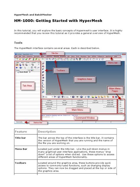 Hm 1000 Getting Started With Hypermesh Tools Pdf Menu Computing