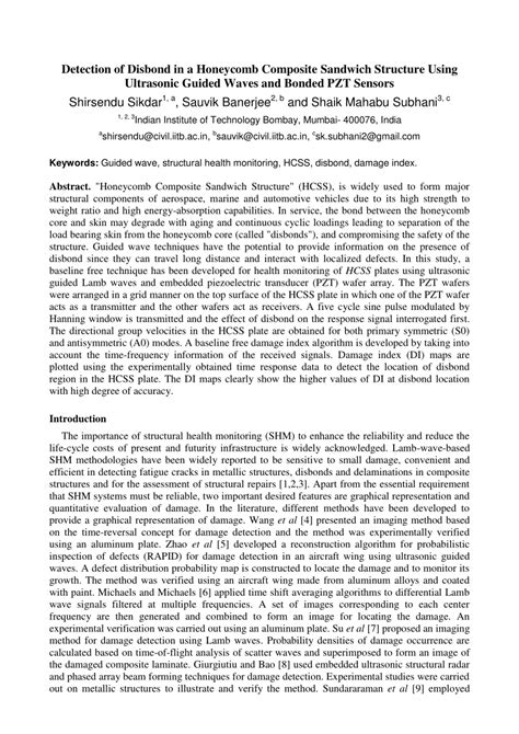Pdf Detection Of Disbond In A Honeycomb Composite Sandwich Structure Using Ultrasonic Guided