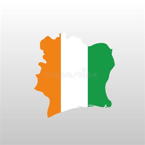 Cote D Ivoire National Flag in Country Map Silhouette Stock Vector - Illustration of detailed ...