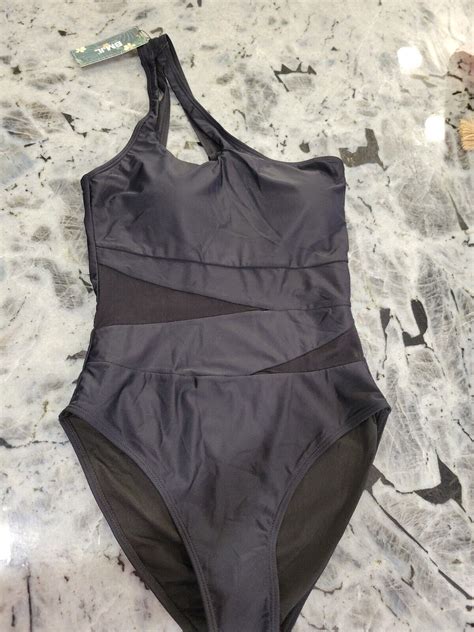 Bmjl One Piece Black Mesh Swimsuit High Cut On The Hip Size Small Nwt