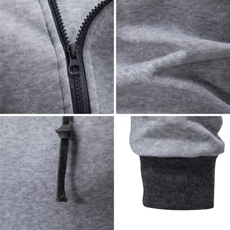 Men Casual Hoodie Stylish Mens Fall With Oblique Zipper Long Sleeve
