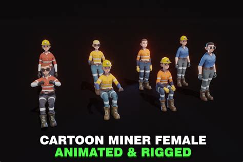 Stylized Female Miner 3d Model Animated And Customizable Characters Unity Asset Store
