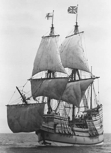 Mayflower Ii Under Full Sail From Plymouth Ma Bound For Boston